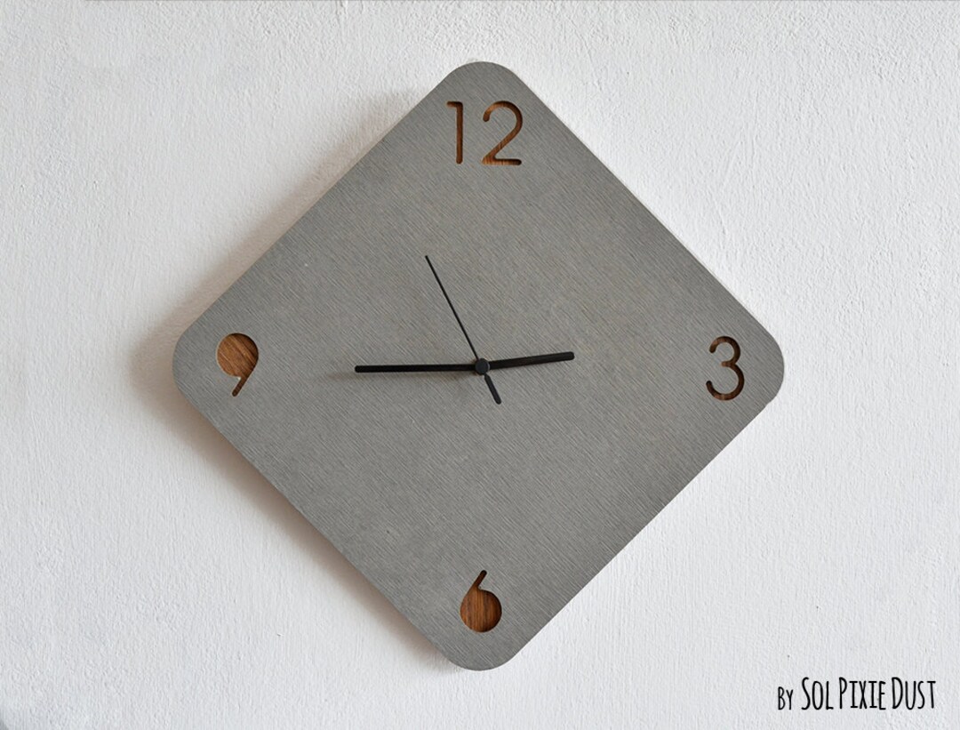 Concrete and Wood Rhombus Wall Clock - Modern Wall Clock - Home Decor ...