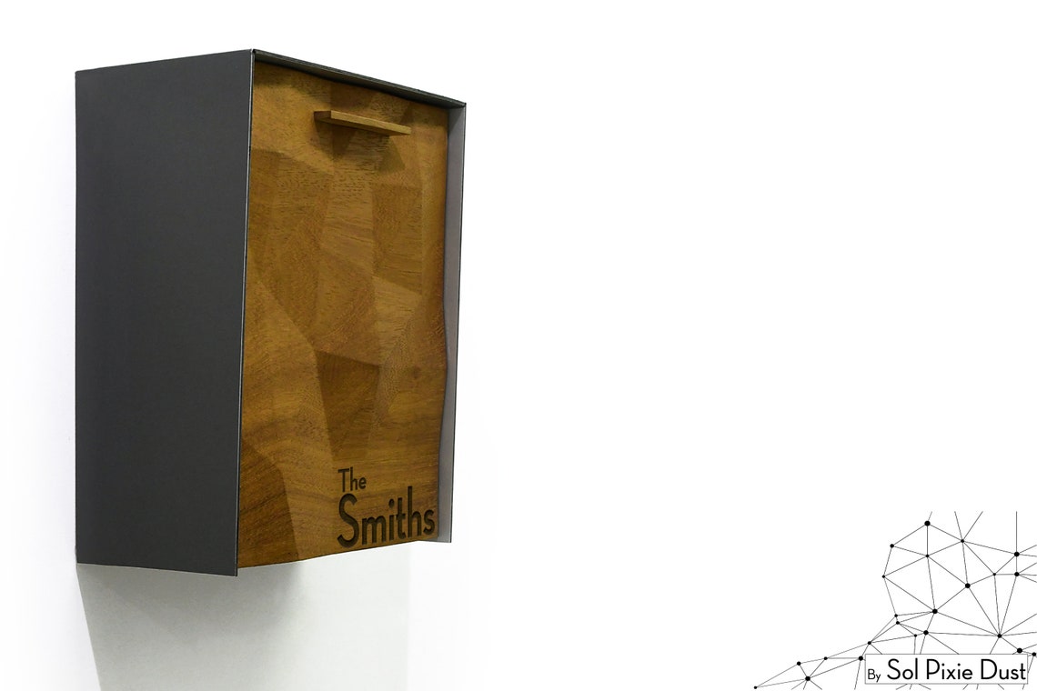 Mailbox With 3D Solid Wood Face Metallic Gray Aluminum Body - Etsy