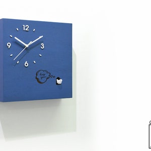 Modern Cuckoo Bird Time Box Clock - Denim Chalk Laser Engrave - Wall ...