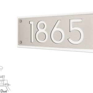 Modern House Numbers Rectangle Framed Brushed Silver Aluminum | Etsy