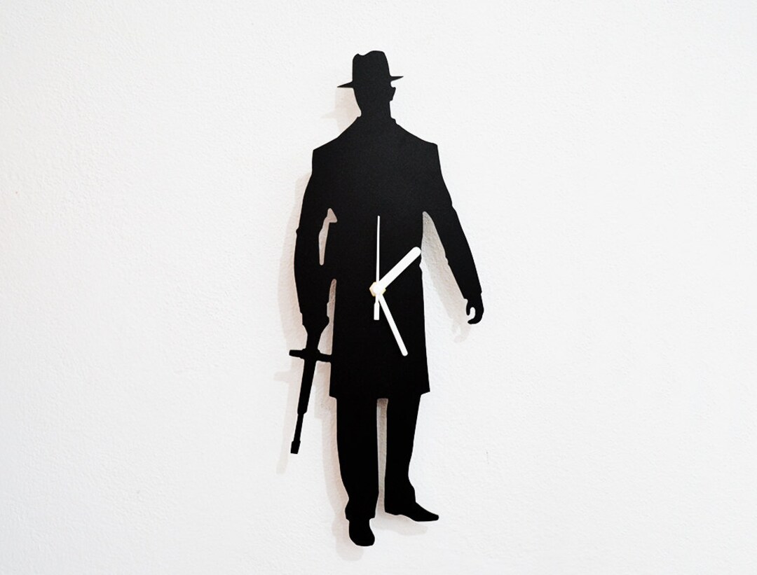 American Mafia Gangster Silhouette - Wall Clock - Etsy