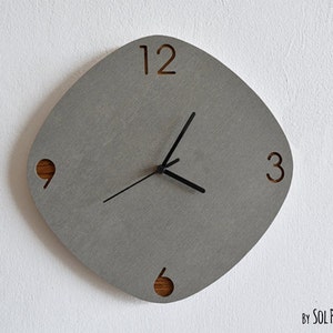 Concrete and Wood Oval Rhombus Wall Clock - Modern Wall Clock - Home ...