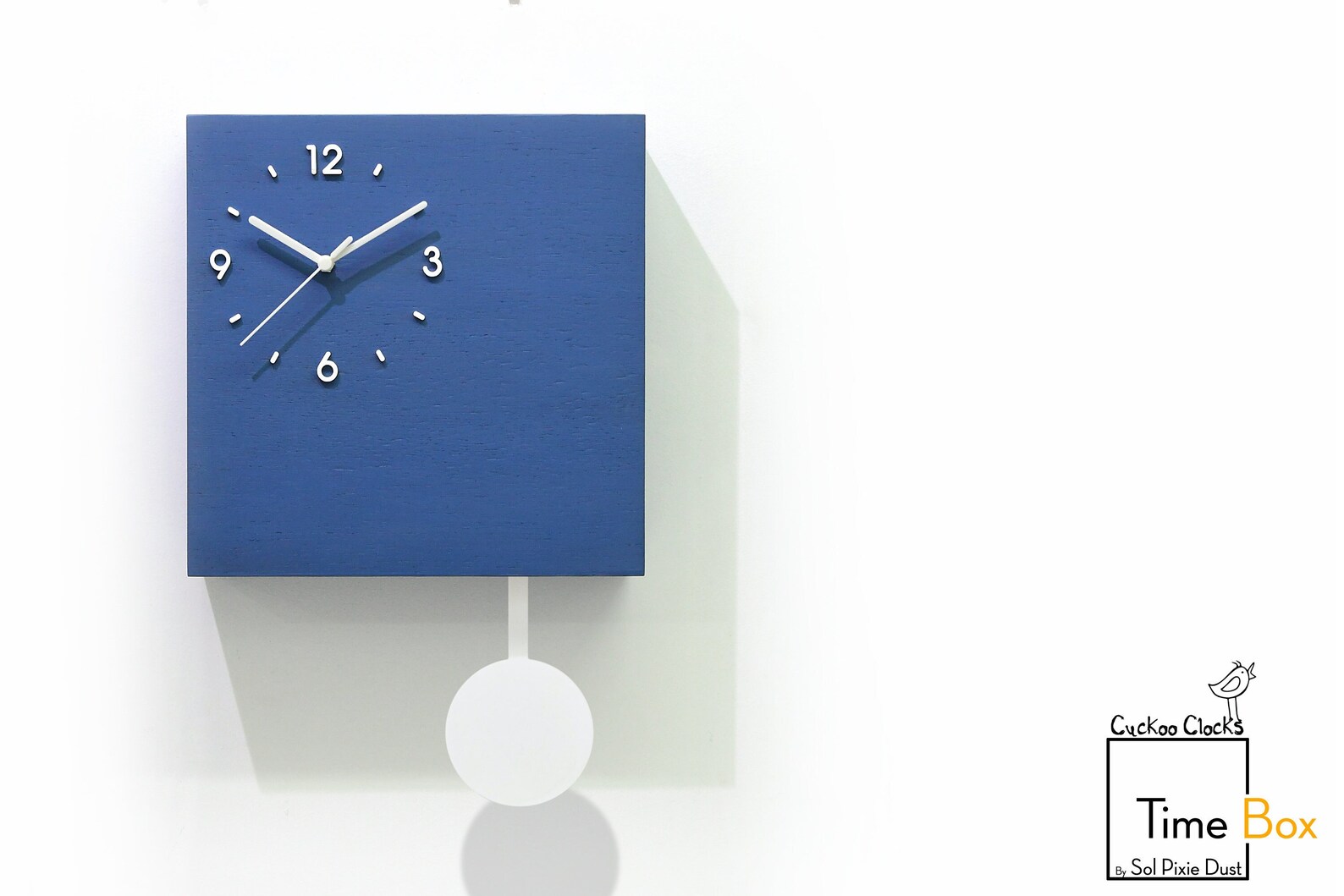 Wooden Time Box Clock - Secret Compartment - Denim Chalk - Pendulum ...