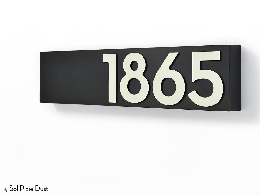 Modern House Numbers - Aluminum Hollow Bar Rectangle - Black With Ivory ...