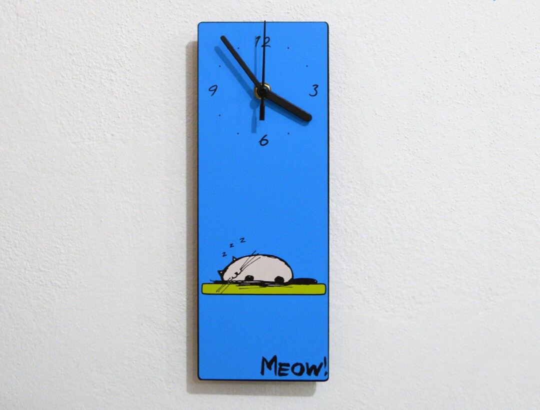 Cat Sleeping Sketch - Meow Wall Clock - Etsy
