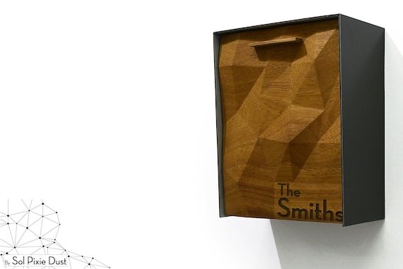 Mailbox With 3D Solid Wood Face Metallic Gray Aluminum Body - Etsy