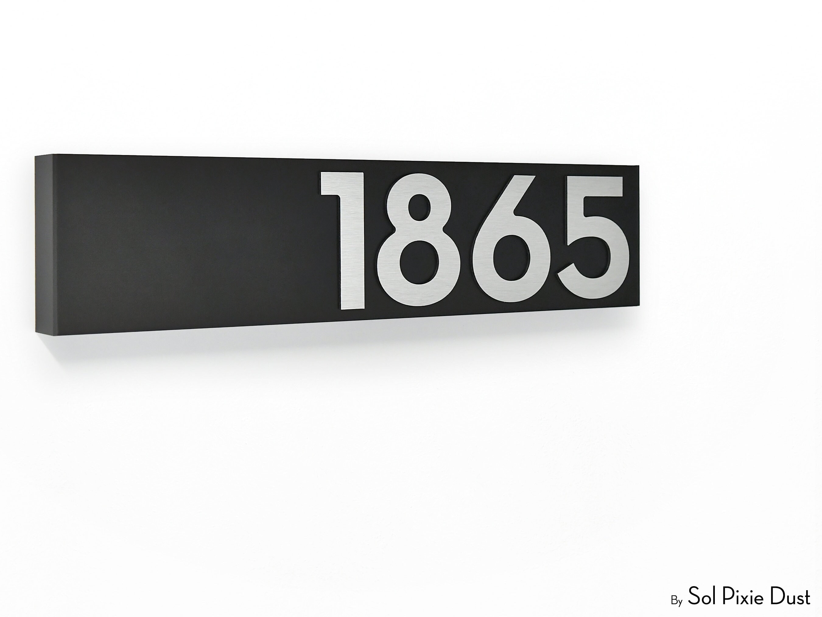 Modern House Numbers - Aluminum Hollow Bar Rectangle - Black With ...
