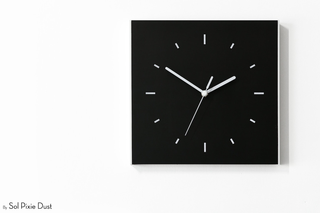 Modern Aluminum Wall Clock With Numbers - Hollow Bar Square - Black ...