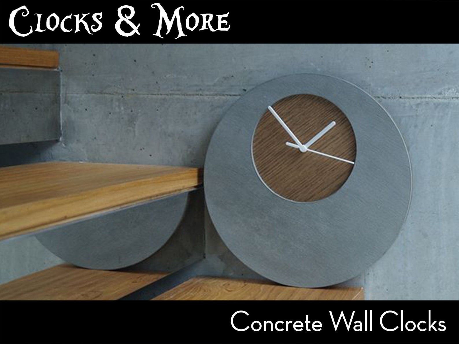 Organic Shape Concrete With Wood Wall Clock Minimal Modern Wall Clock ...