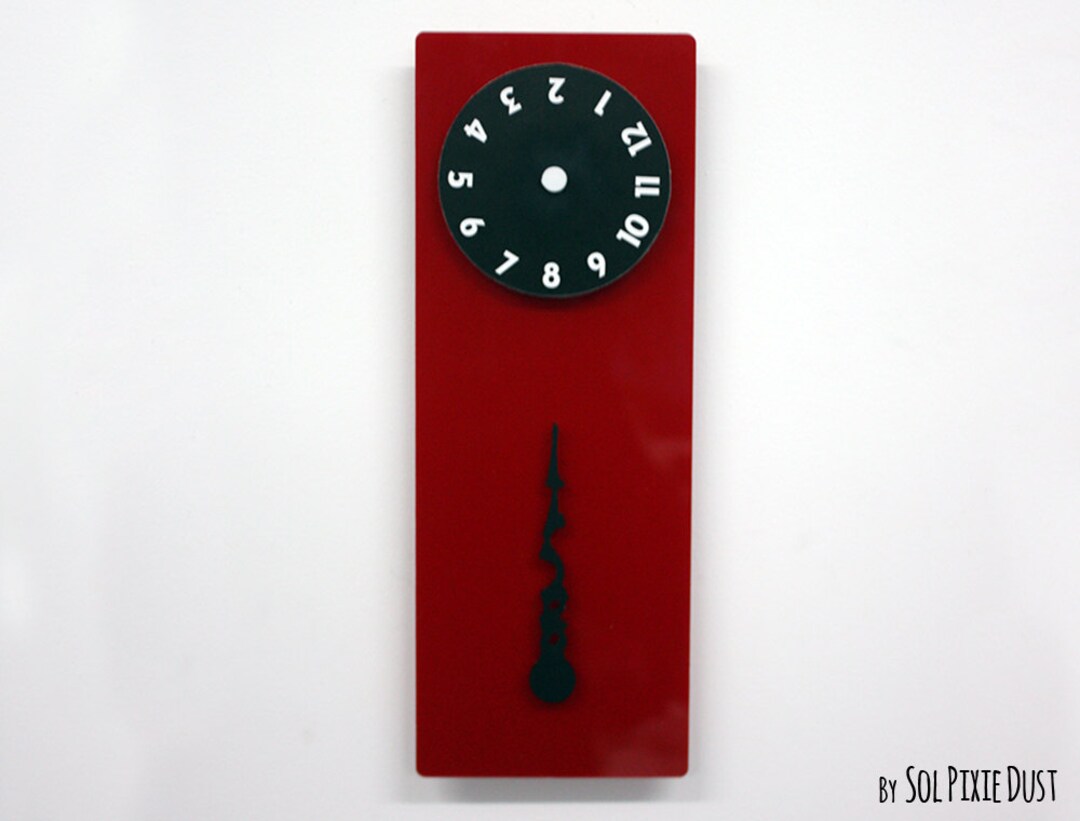 Stable Hand, Rotating Numbers - Red Wall Clock - Etsy