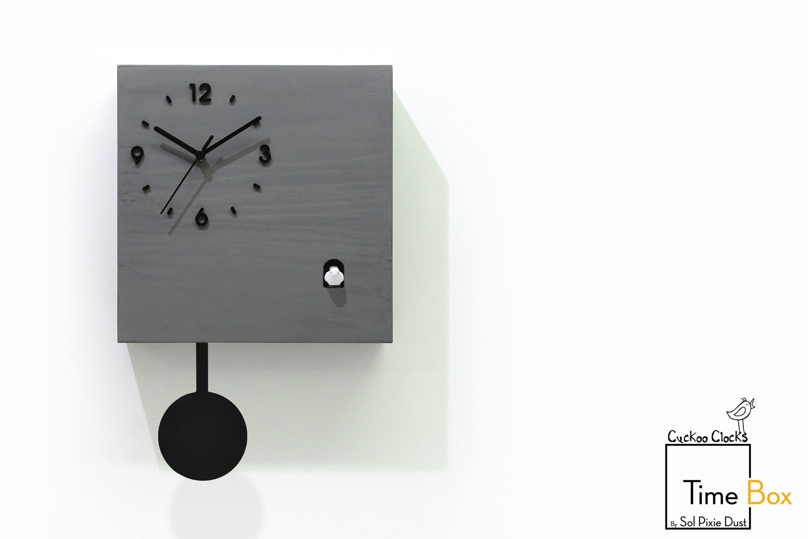 Modern Cuckoo Bird Time Box Clock Gray Chalk Secret - Etsy