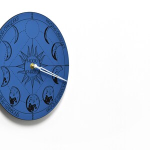 Moon Phase Wall Clock - Lunar Cycle - Round Blue - Moon Phase Tracker ...