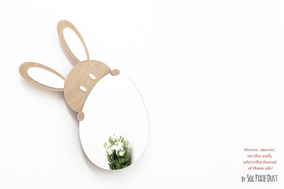 Safety Mirror Bunny With LED Light Wall Decor Mirror - Etsy
