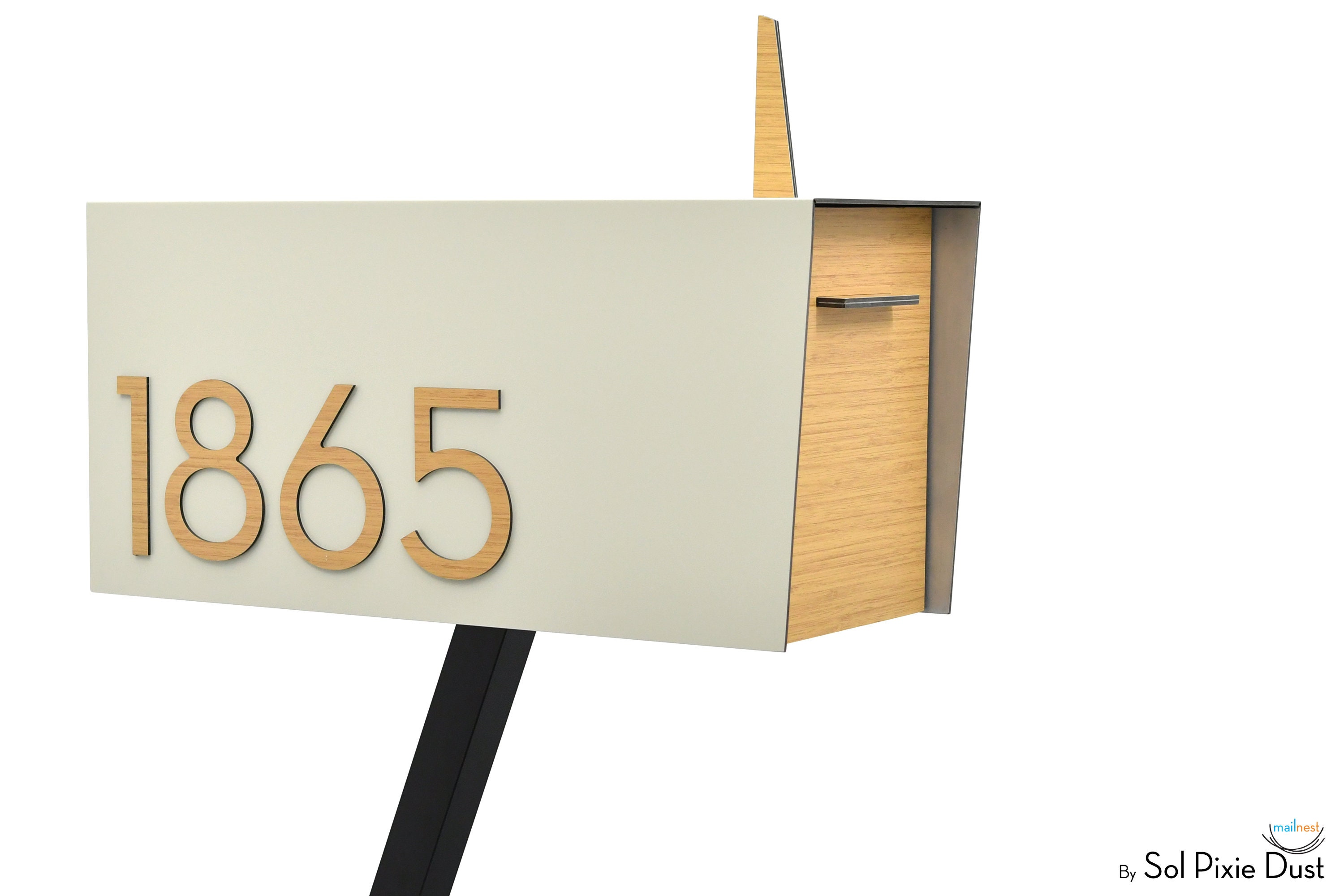 Contemporary Post Mounted Mailbox - Aluminum Ivory White Body and ...