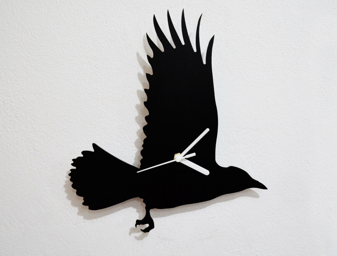 Crow Flying Silhouette - Wall Clock - Etsy