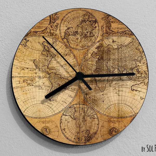 World Map Wall Clock - Etsy
