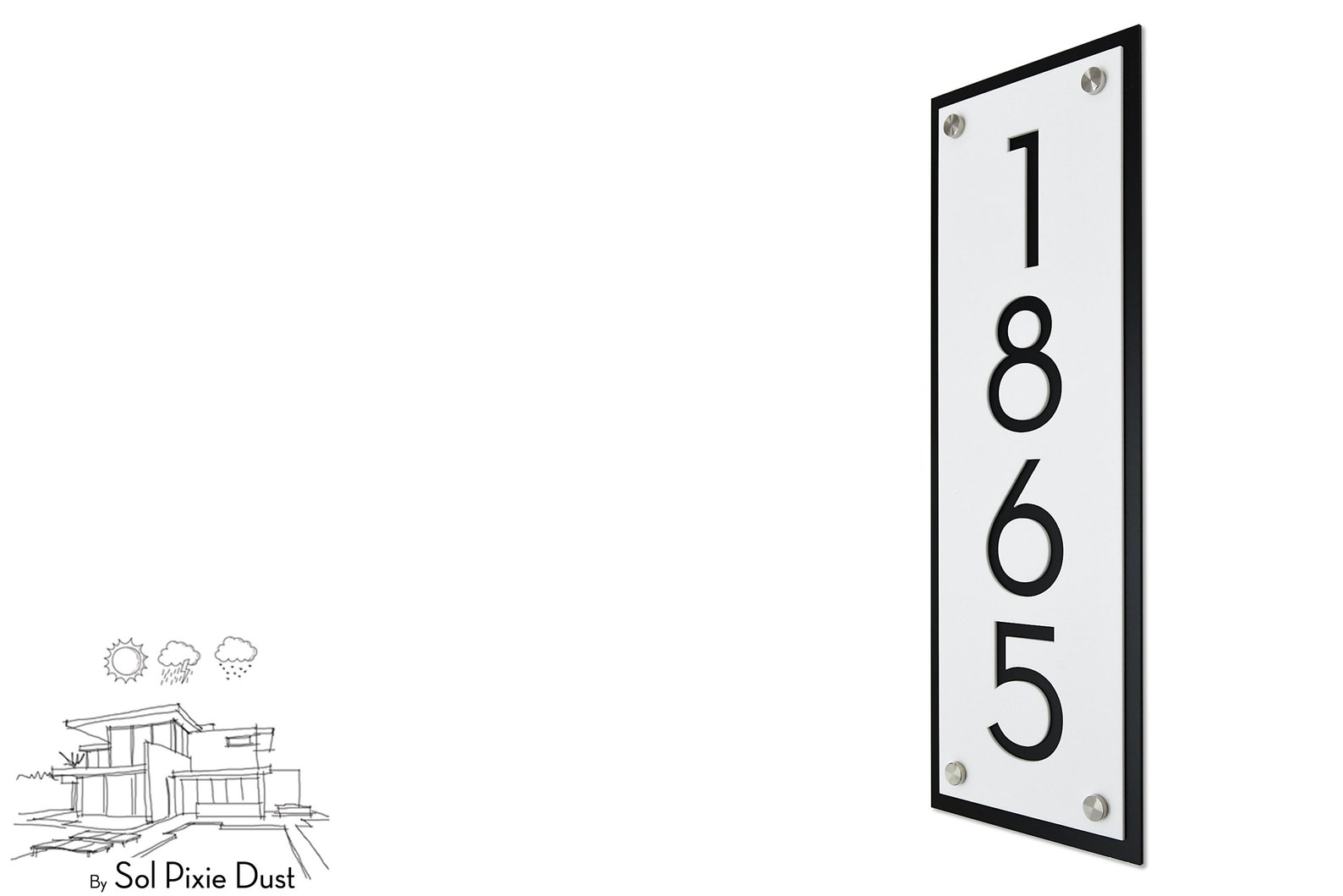 Modern House Numbers Framed Matte White Acrylic With Black | Etsy