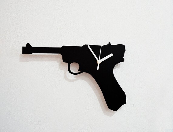 Hand Gun Weapon Silhouette Wall Clock | Etsy
