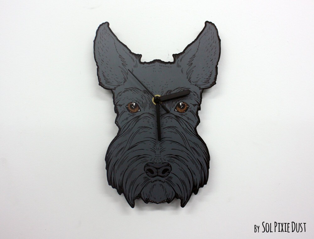 Schnauzer Dog Face Wall Clock | Etsy