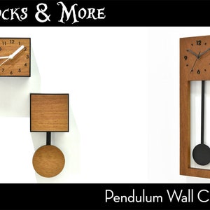 Modern Wooden Wall Clock - Pendulum Wall Clock - Laser Engraved Iroko ...