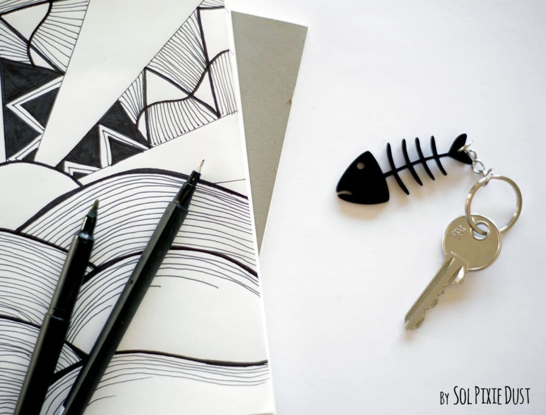 Key Chain - Fish Bone Silhouette - Etsy