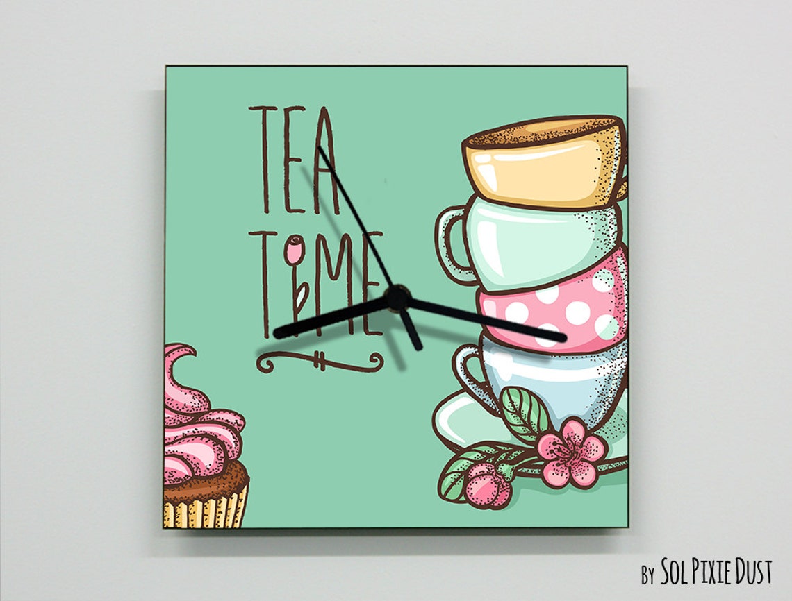 Tea Time Wall Clock - Etsy