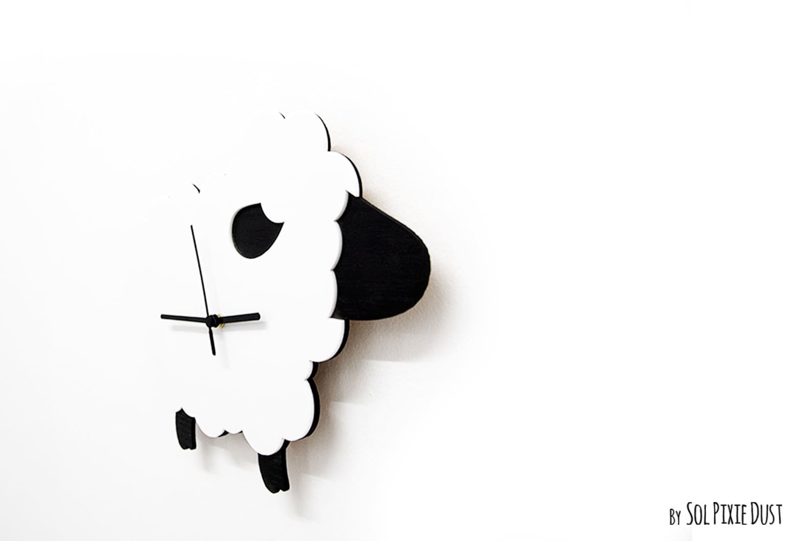 Black Sheep Wooden and Acrylic Wall Clock Kids Nursery Room - Etsy