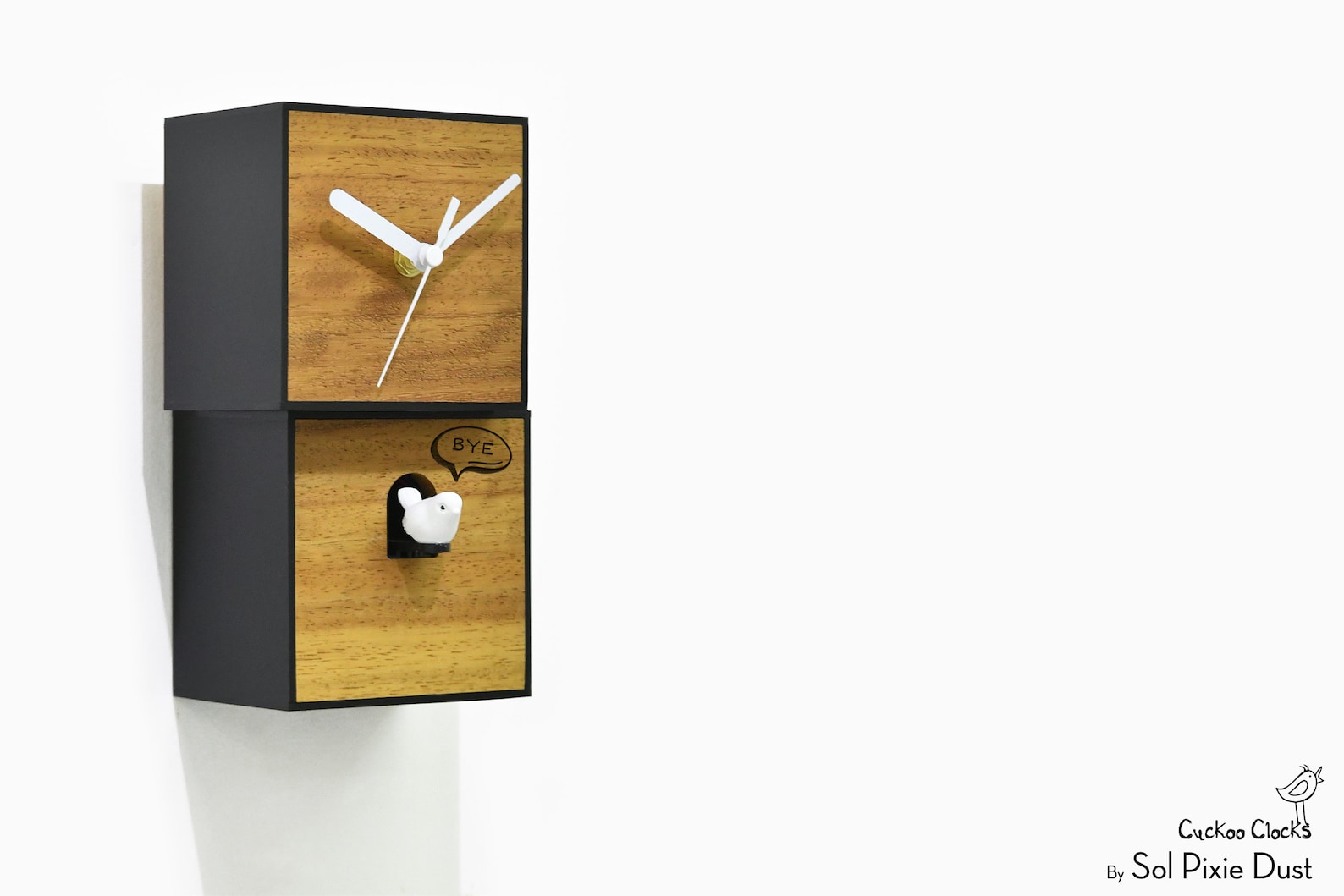 Modern Cuckoo Bird Clock - Solid Wood - Wooden Wall / Table Clock ...