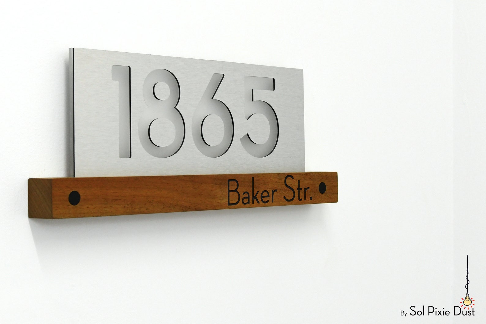 Modern House Numbers LED Light 5V or 12V Iroko Wood & - Etsy