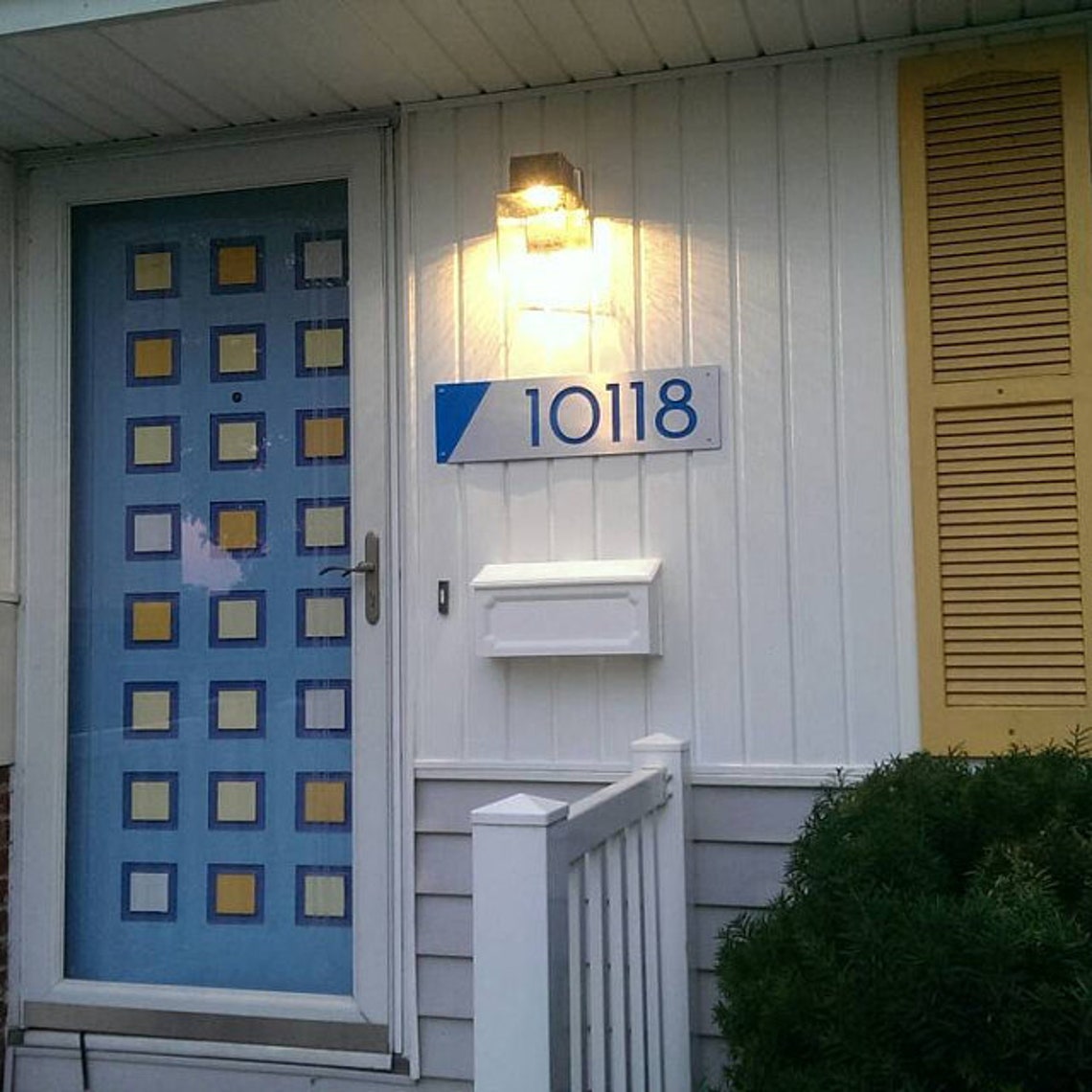 Modern House Numbers Alucobond With Blue Acrylic - Etsy