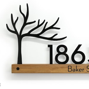 Modern House Numbers - Tree 02 Wooden & Acrylic Signs - African Teak ...
