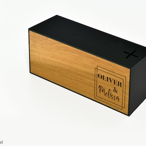 Wood and Acrylic Money Box - Personalized Money Bank - Wedding Fund Box ...