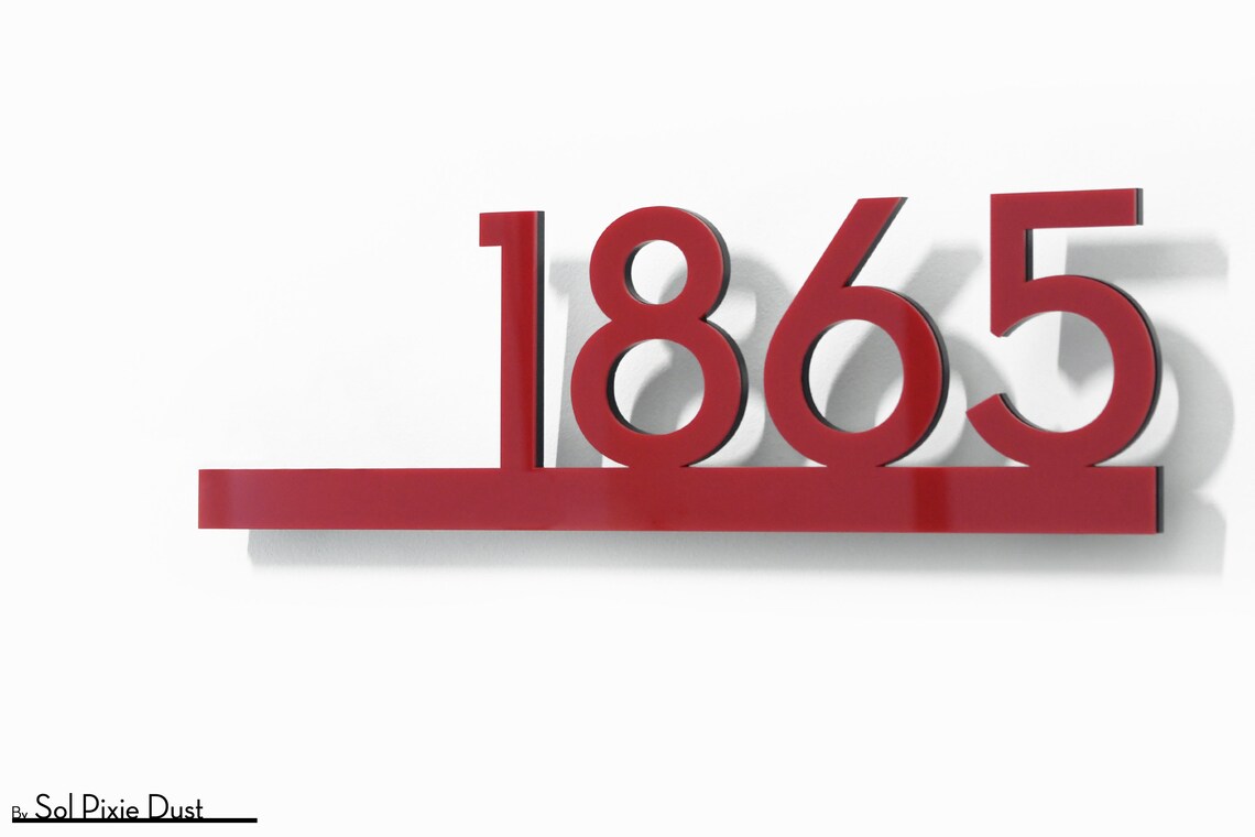 Modern House Numbers Dark Red With Black Acrylic - Etsy