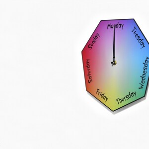 Day of the Week Clock - Heptagon Rainbow Wall Clock - Week Clock - Fun ...