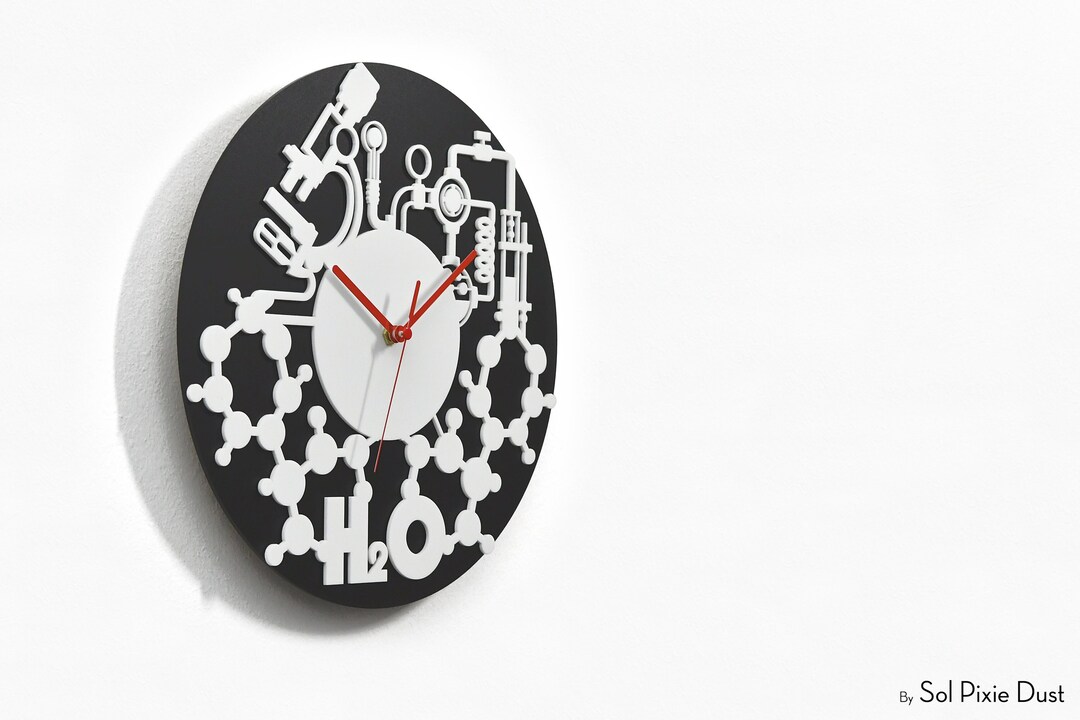 Chemistry Science Silhouette Wall Clock - Black & White Silhouette ...
