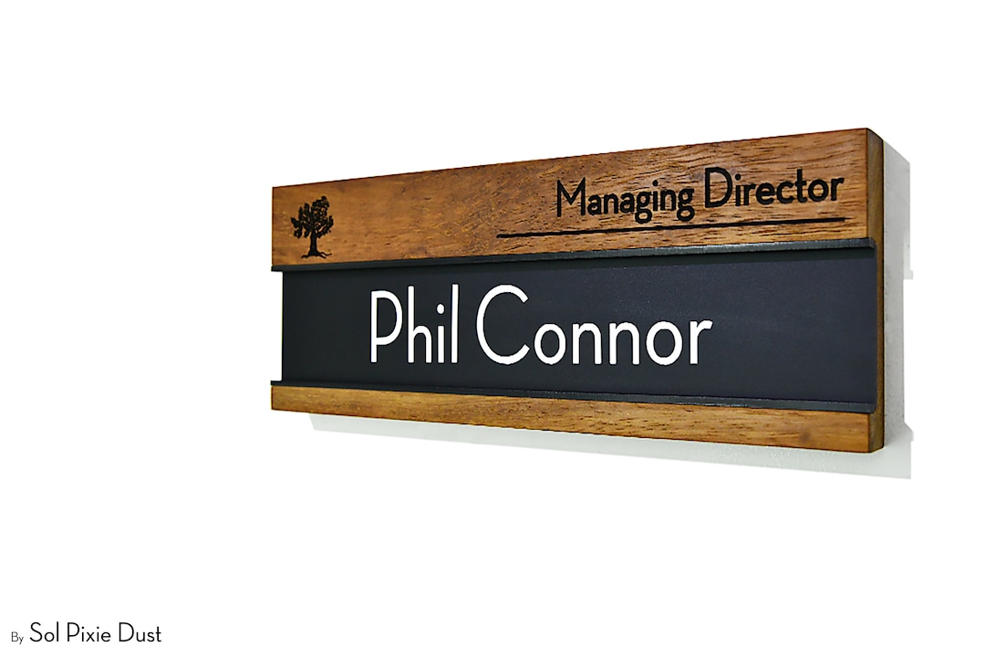 Modern Office Door Name Plate - Solid Wood Iroko (african Teak) and ...