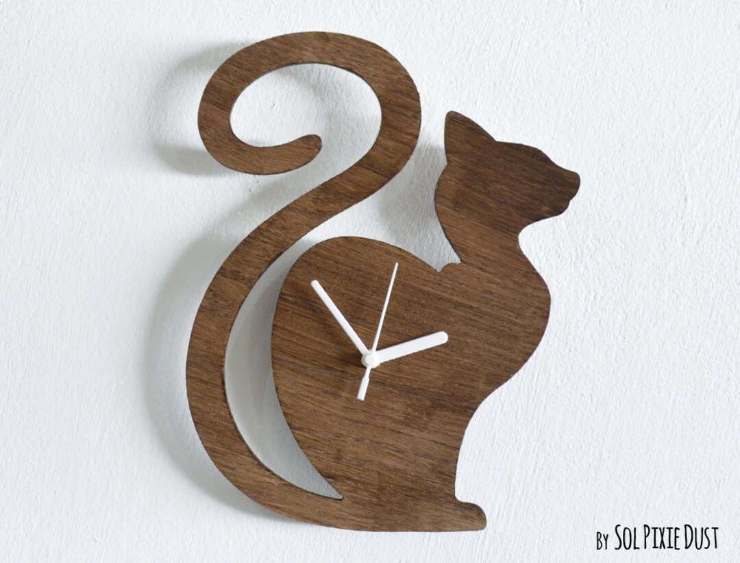 Cat Waiting - Wooden Wall Clock - Etsy