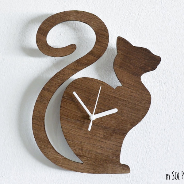 Wooden Cat Wall Clock - Etsy