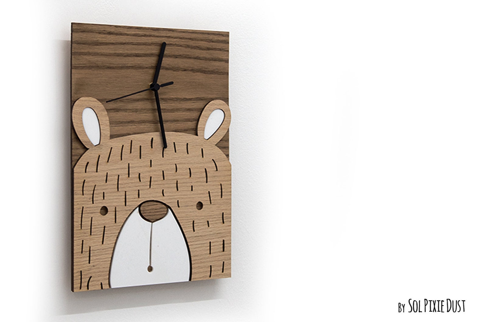 Cute Teddy Wooden and Acrylic Wall Clock Kids Nursery Room - Etsy