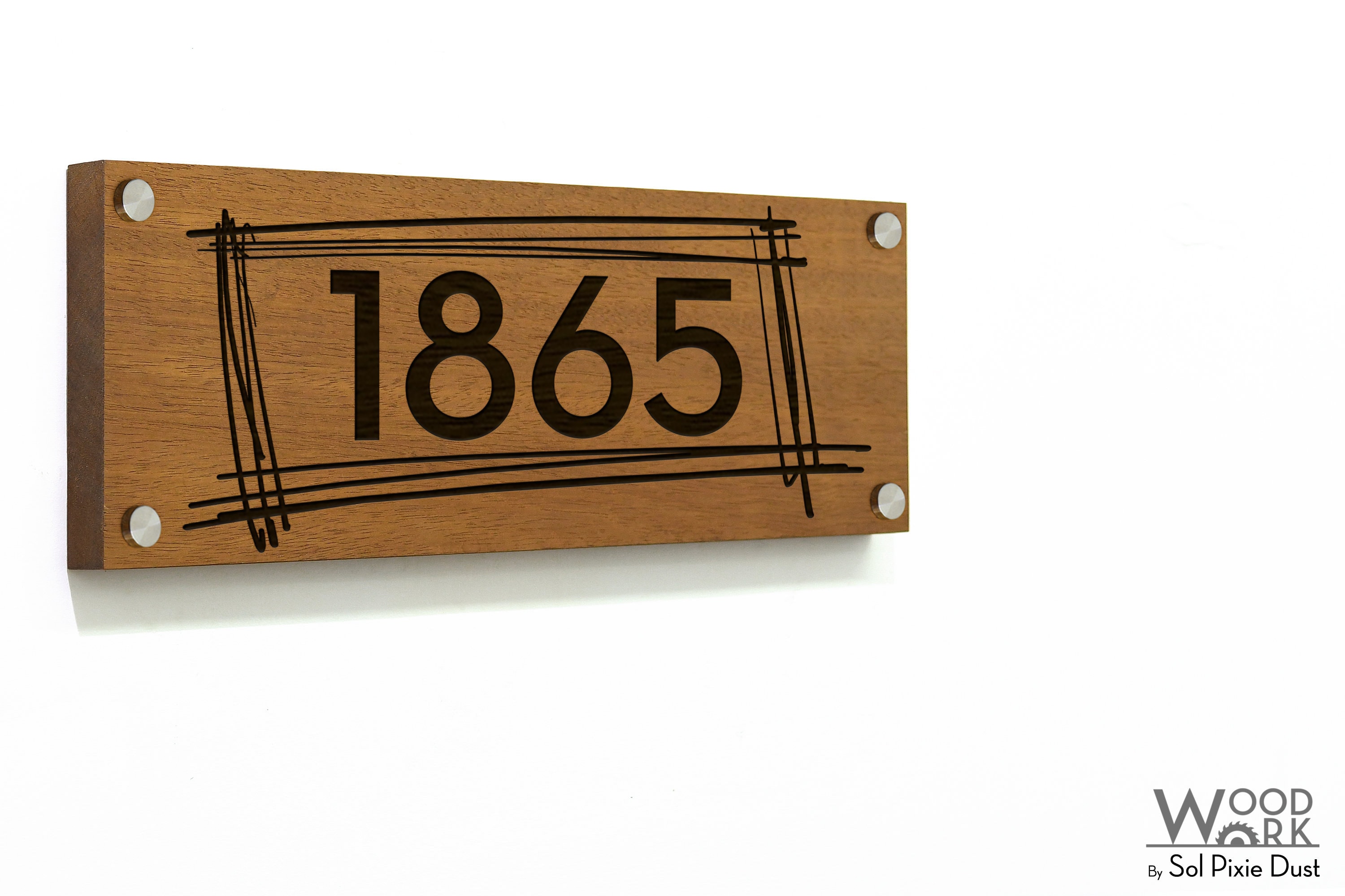 Modern House Numbers Solid Wood African Teak Iroko with | Etsy