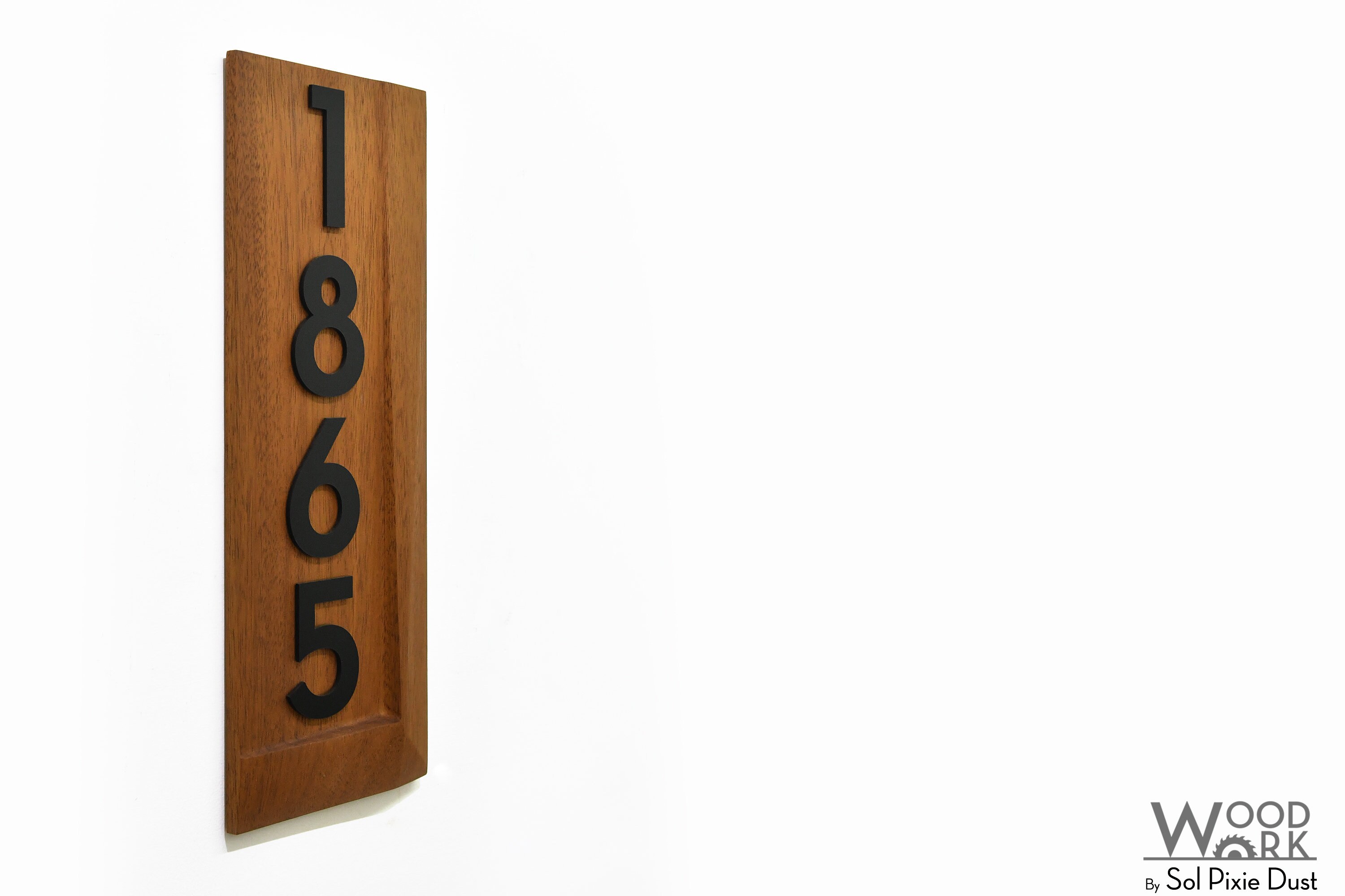 Modern 3D House Numbers Vertical Solid Wood African Teak | Etsy