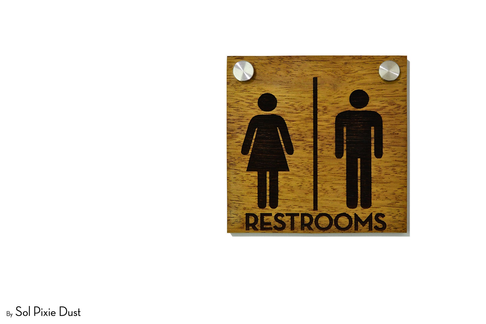 Hotel Restroom Door Sign - Engraved Solid Wood Iroko (africa Teak ...