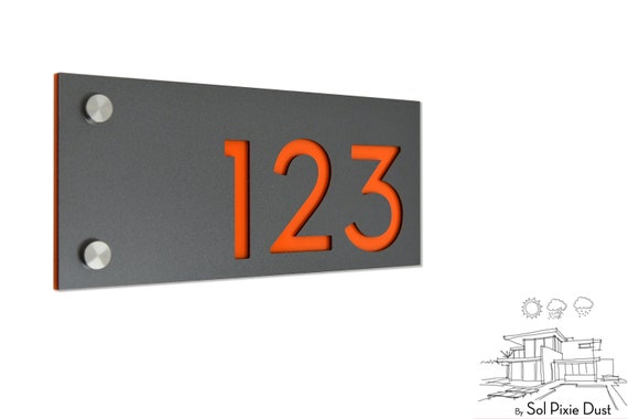 Modern House Numbers Small Rectangle Metallic Gray Aluminum | Etsy