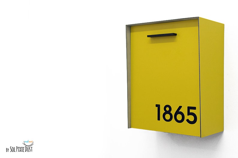 Mailbox With Yellow Aluminum Face and Body and Black Acrylic Numbers ...