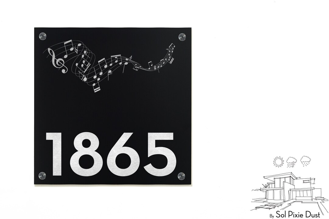Modern House Sign Square With Black Aluminum (ACP) and Silver Fiber ...