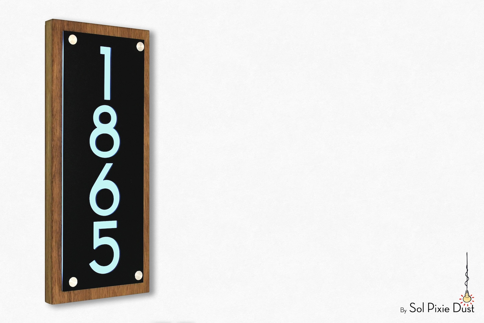 Modern House Numbers Framed LED Light 5V or 12V Iroko Wood - Etsy