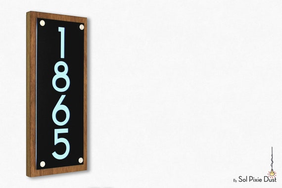 Modern House Numbers Framed LED Light 5V or 12V Iroko Wood - Etsy