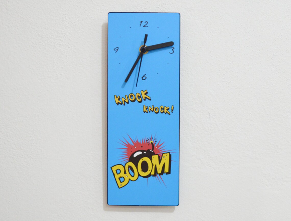 Pop Art -KNOCK KNOCK BOOM - Wall Clock - Etsy