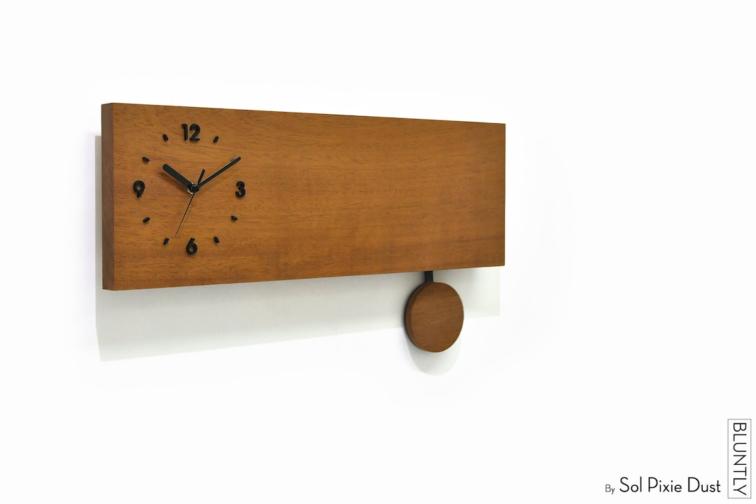 Modern Design Solid Iroko Wood - Pendulum Wall Clock - Wall Decor ...