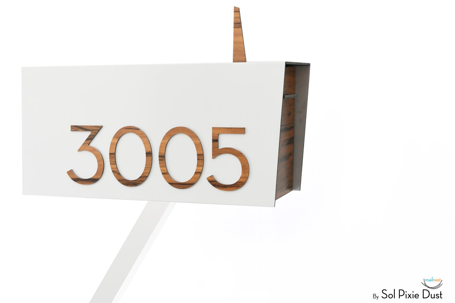 Contemporary Post Mounted Mailbox, Aluminum Ivory White Body and ...